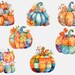 Whimsical Pumpkin Clipart Colorful Pumpkin PNG Patchwork - Etsy