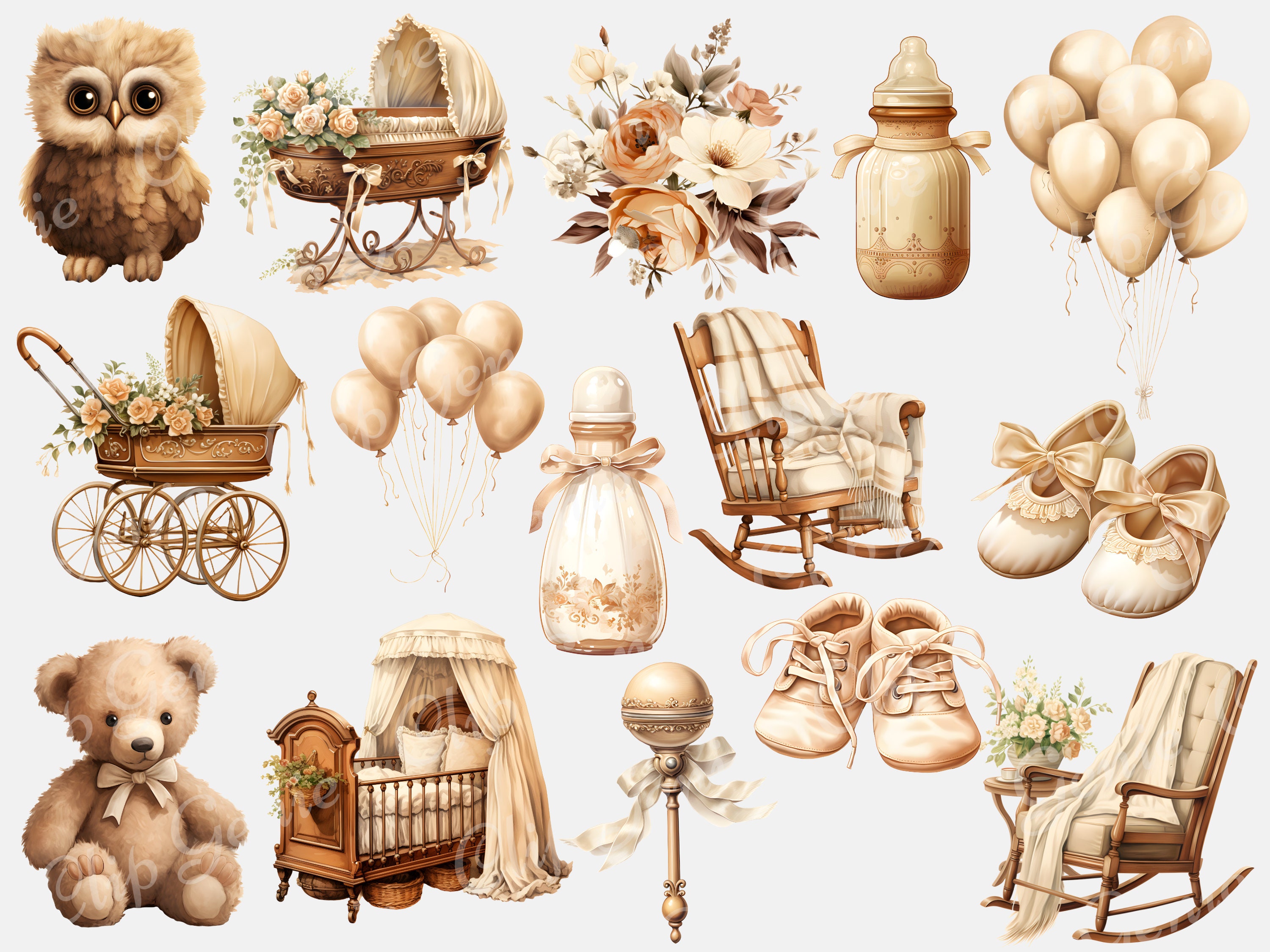 Neutral Baby Clipart, Neutral Baby Shower PNG, Baby Girl, Baby Boy ...