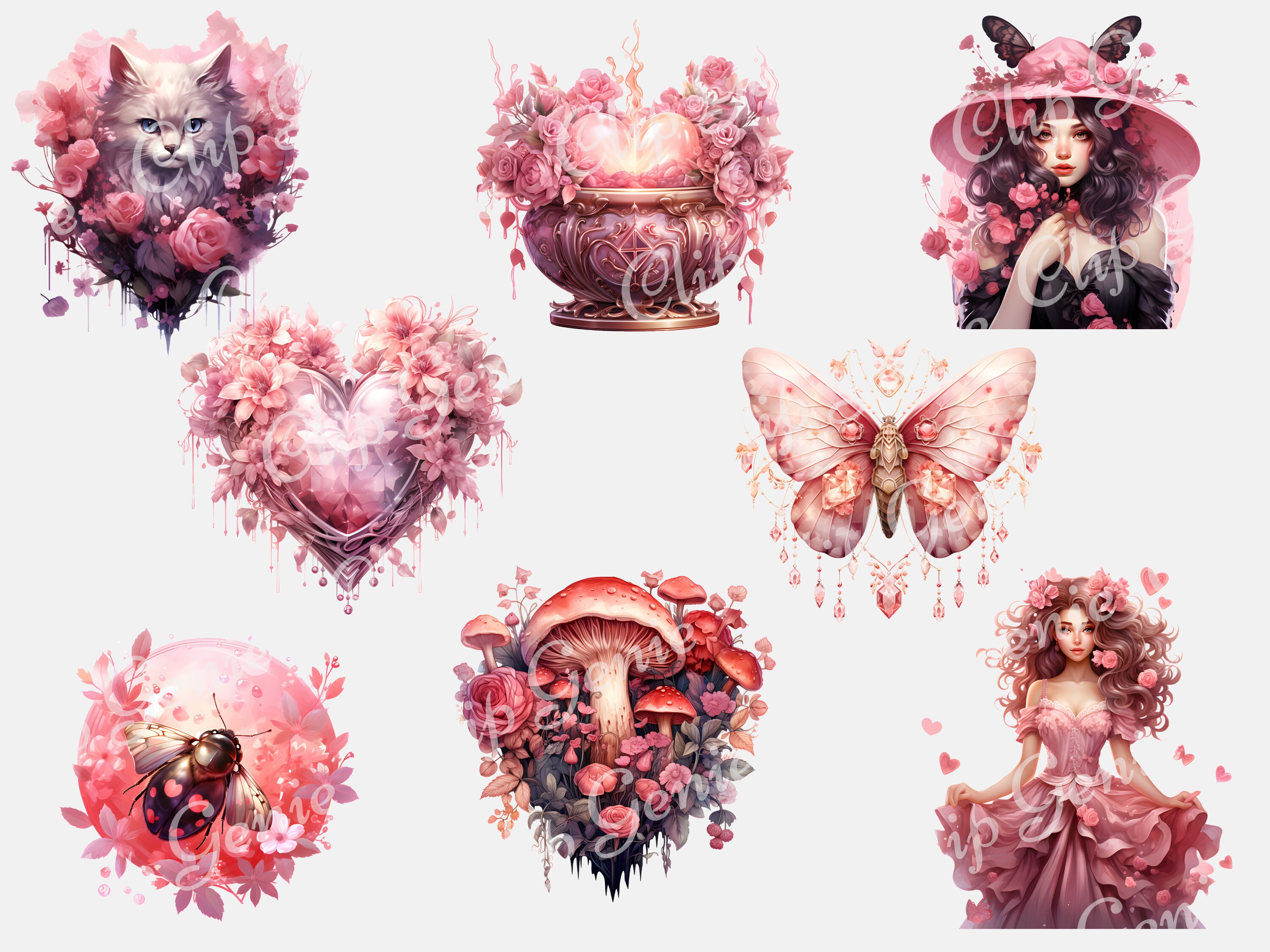 Pink Love Witch Clipart, Love Core Witch PNG, Pink Witch, Heart Witch ...
