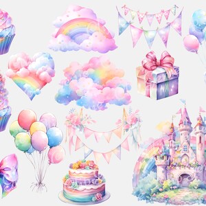 Unicorn Birthday Clipart, Unicorn PNG, Rainbow Unicorn Clipart, Pretty ...
