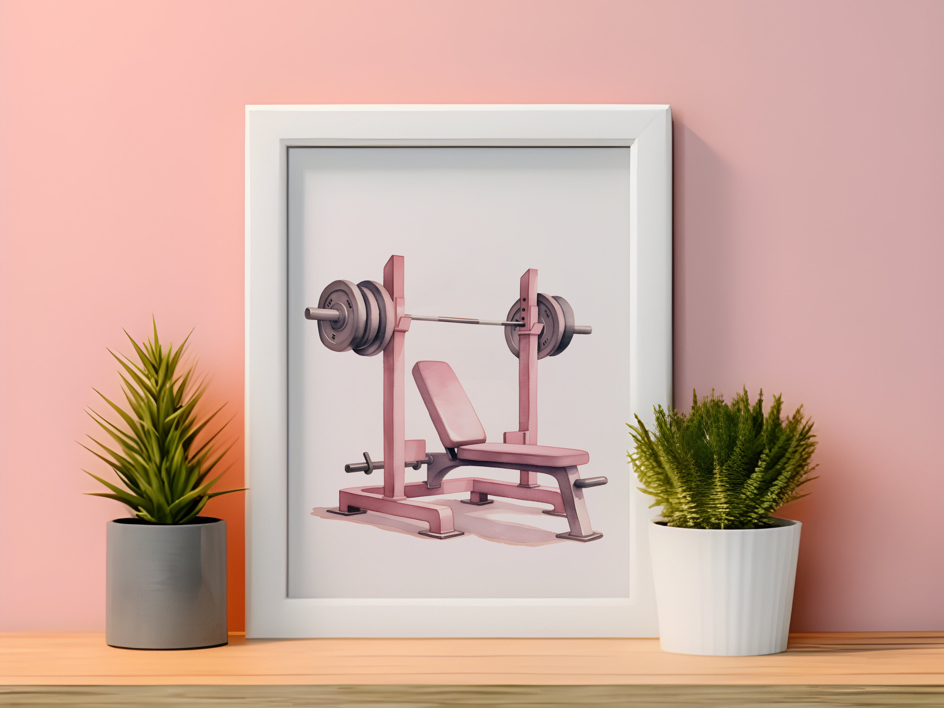 Pink Workout Clipart Watercolor Fitness PNG Gym Equipment - Etsy