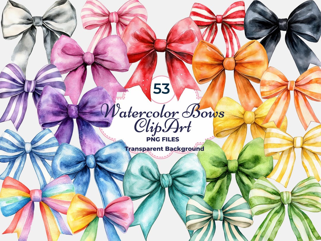 Watercolor Bows Clipart, Cute Coquette Bows PNG, Sublimation, Crafting ...
