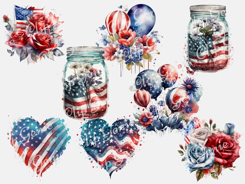 4th of July Splash Clipart Bundle Patriotic Graphics 4th of - Etsy