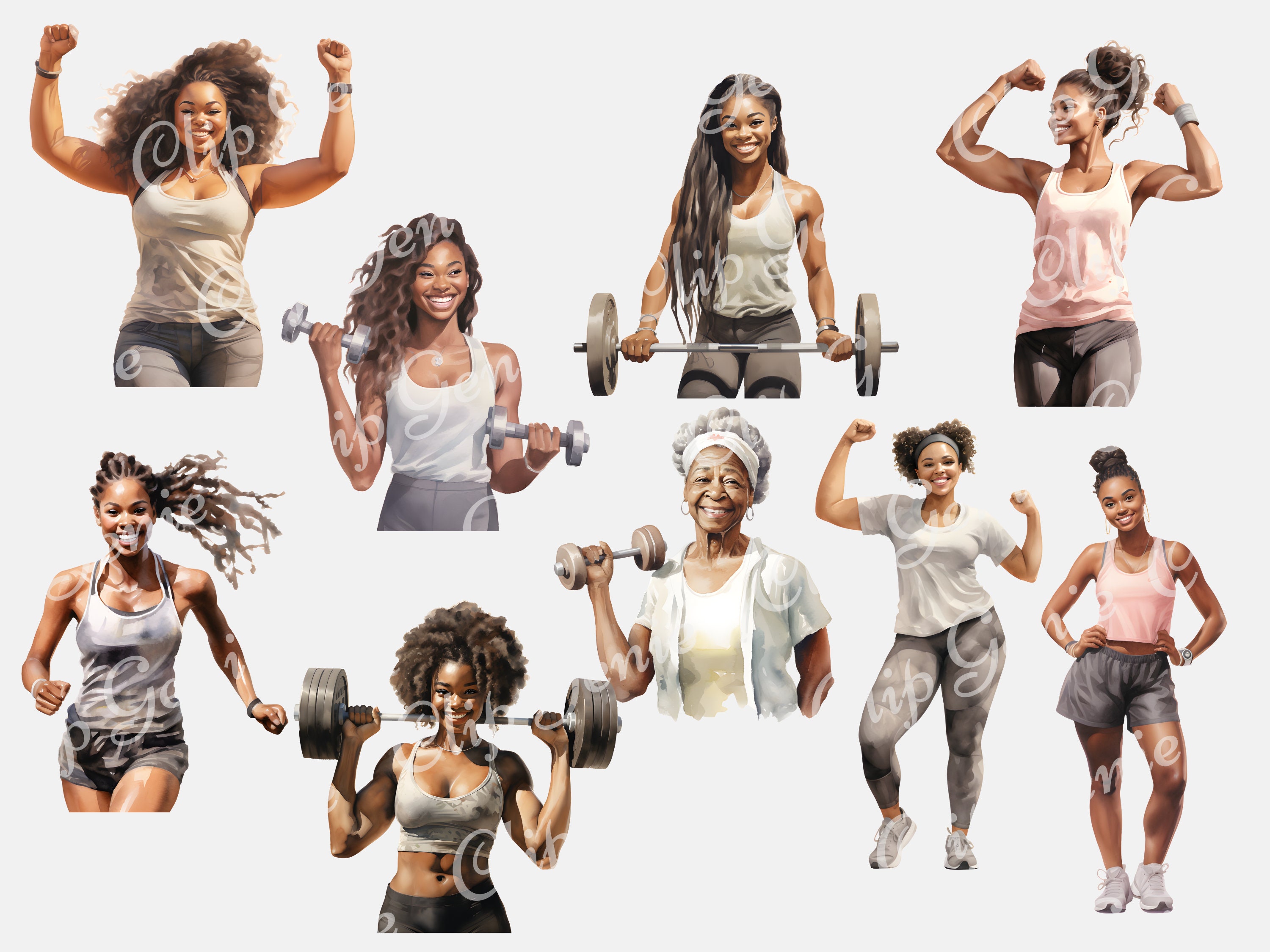 Workout Women Clipart, Workout PNG, Watercolor Fitness PNG, Gym ...