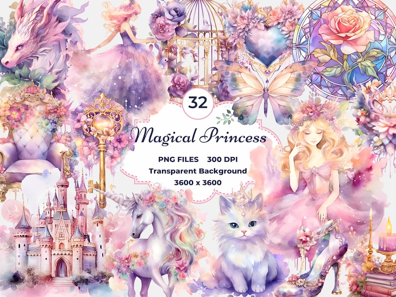 Magical Princess Clipart Fairytale Princess Pretty Princess - Etsy