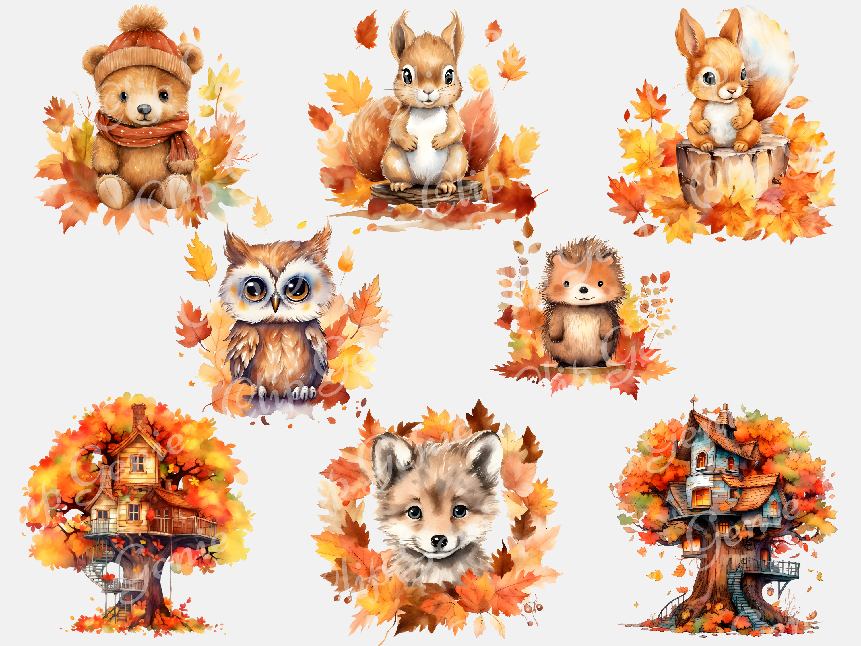 Cute Fall Children's Animals Clipart, Fall Animals PNG, Nursery Animals ...