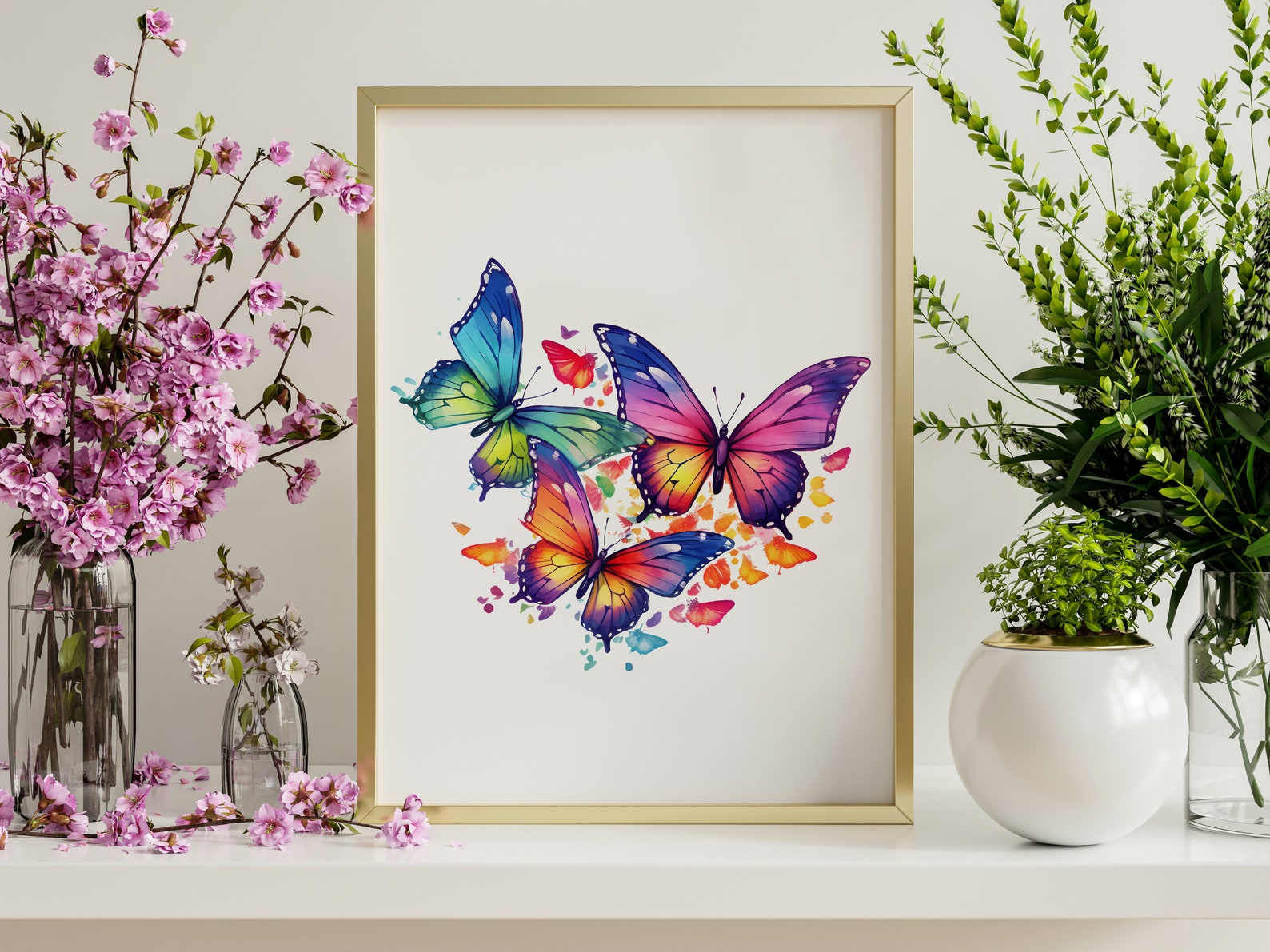 Watercolor Rainbow Butterfly Clipart Colorful Butterfly PNG - Etsy