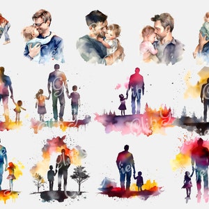 Father's Day Bundle, Watercolor Father's Day Clipart, Father and Son ...