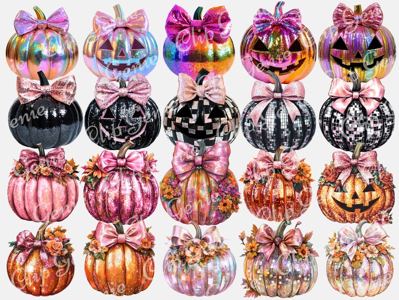 Glittery Pumpkin Clipart, Coquette Pumpkin PNG, Cute Fall PNG, Jack-o ...