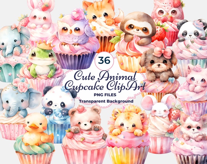 Watercolor Kawaii Sweets Clipart Bundle, Colorful Macarons Cupcakes ...