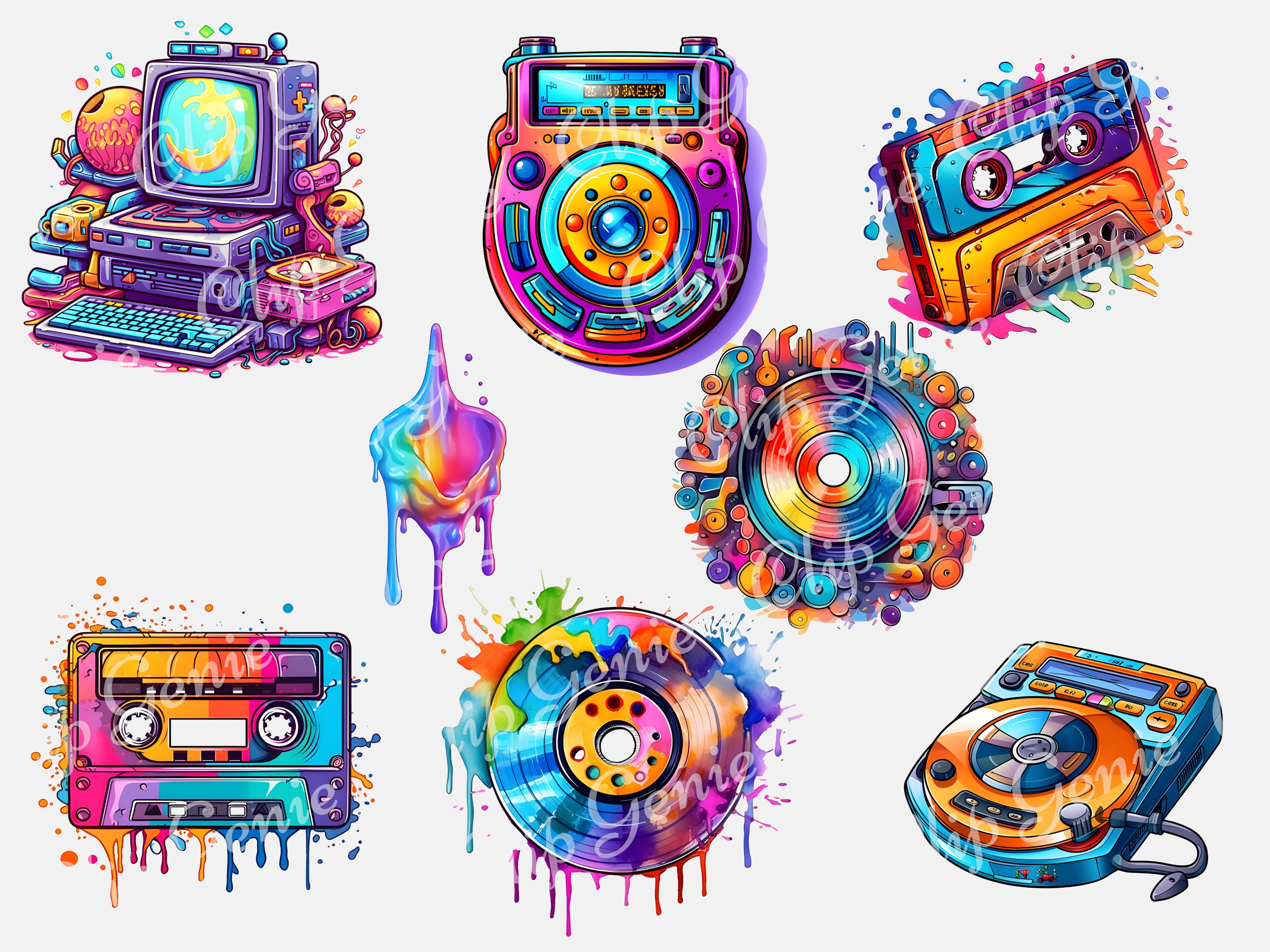 Retro Clipart Nostalgia PNG Cassette Clipart Boombox PNG - Etsy