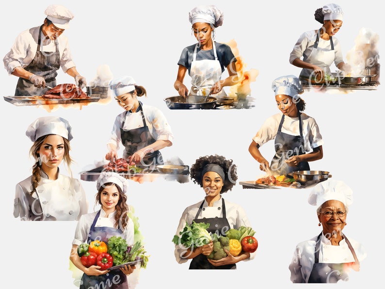 Watercolor Chef Clipart, Chef PNG, Culinary Clipart, Sublimation - Etsy