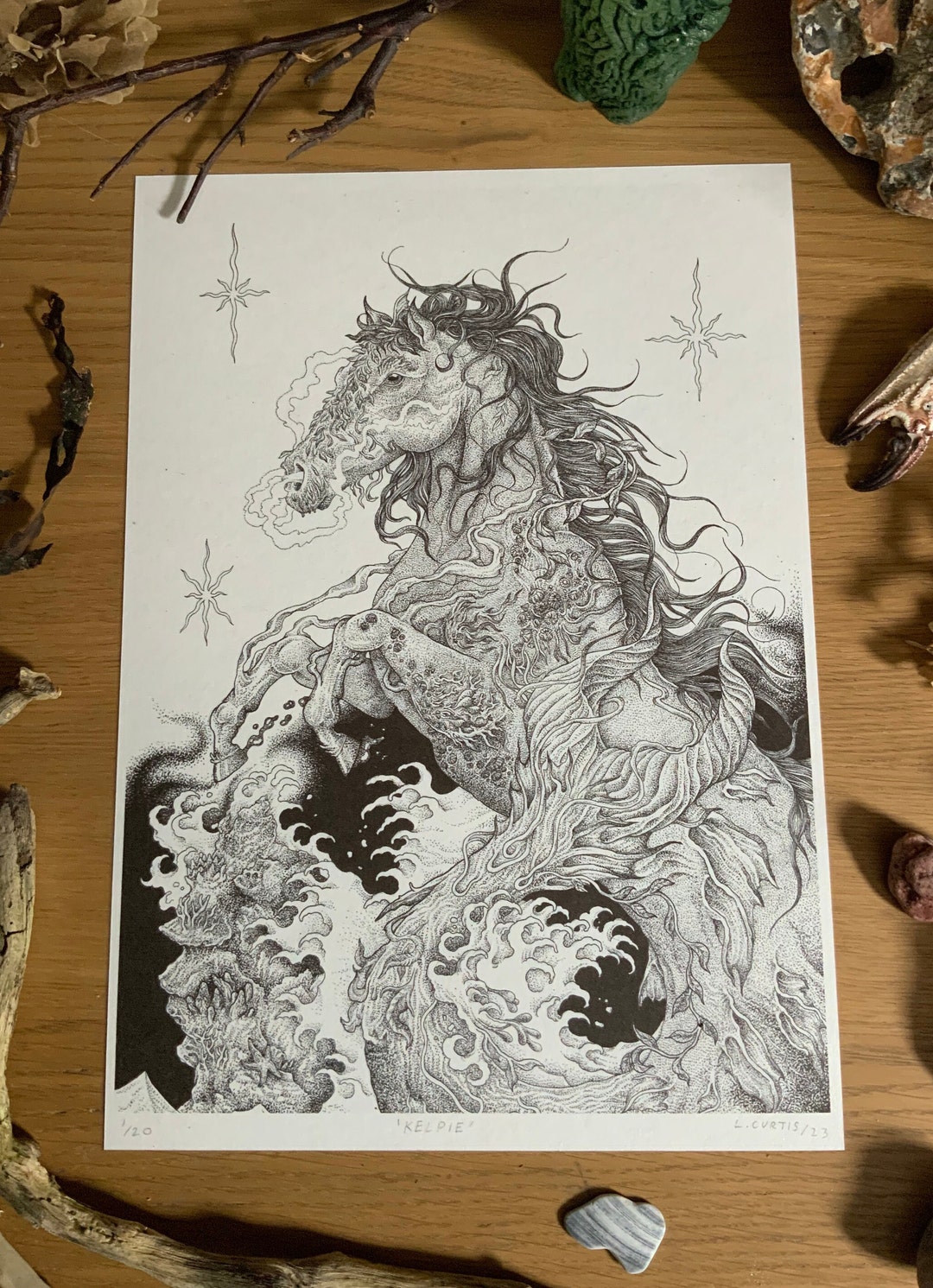 Kelpie: A4 Printed Illustration. Folklore, Gothic, Black and White. - Etsy