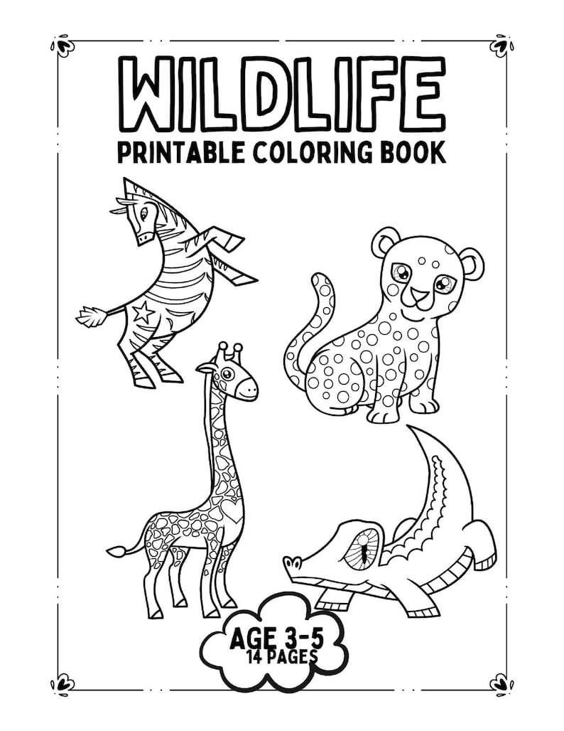 14 Animal Coloring Pages for Age 3-5, Instant Download. - Etsy