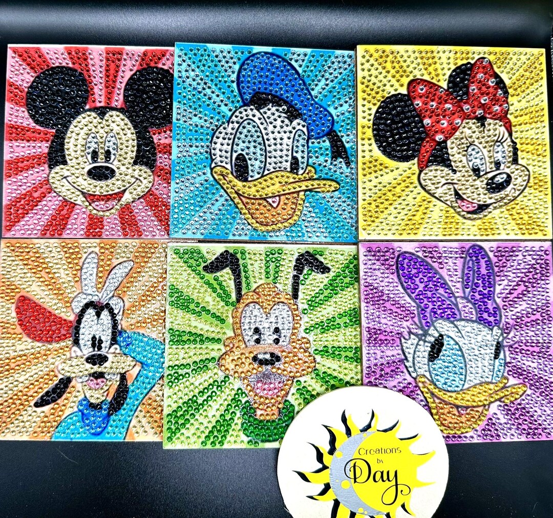 Disney Mickey Minnie Donald Goofy Daisy Pluto Sunburst Diamond Painting ...