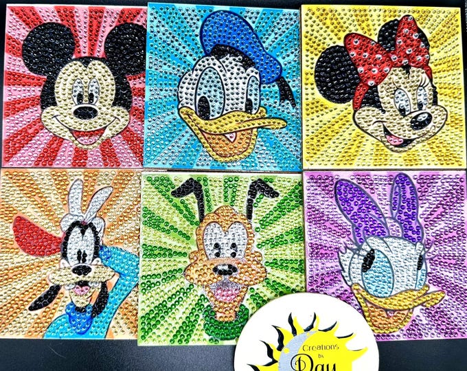Disney Mickey Minnie Donald Goofy Daisy Pluto Sunburst Diamond Painting ...