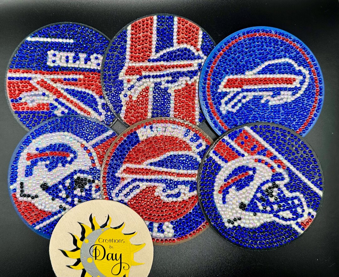 Buffalo Bills Diamond Painting Art Coasters - Set of 6 With White ...