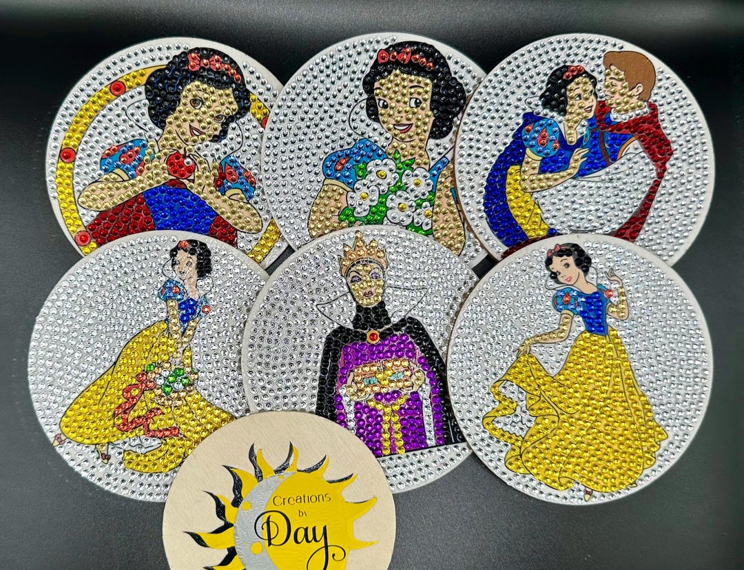 Disney Princess Snow White Diamond Painting Drink Coasters - Set of 6 ...