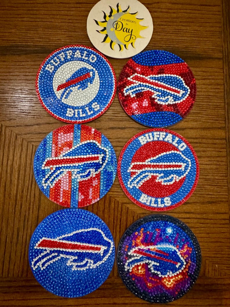 Buffalo Bills Diamond Painting Art Coasters - Set of 6 - Etsy