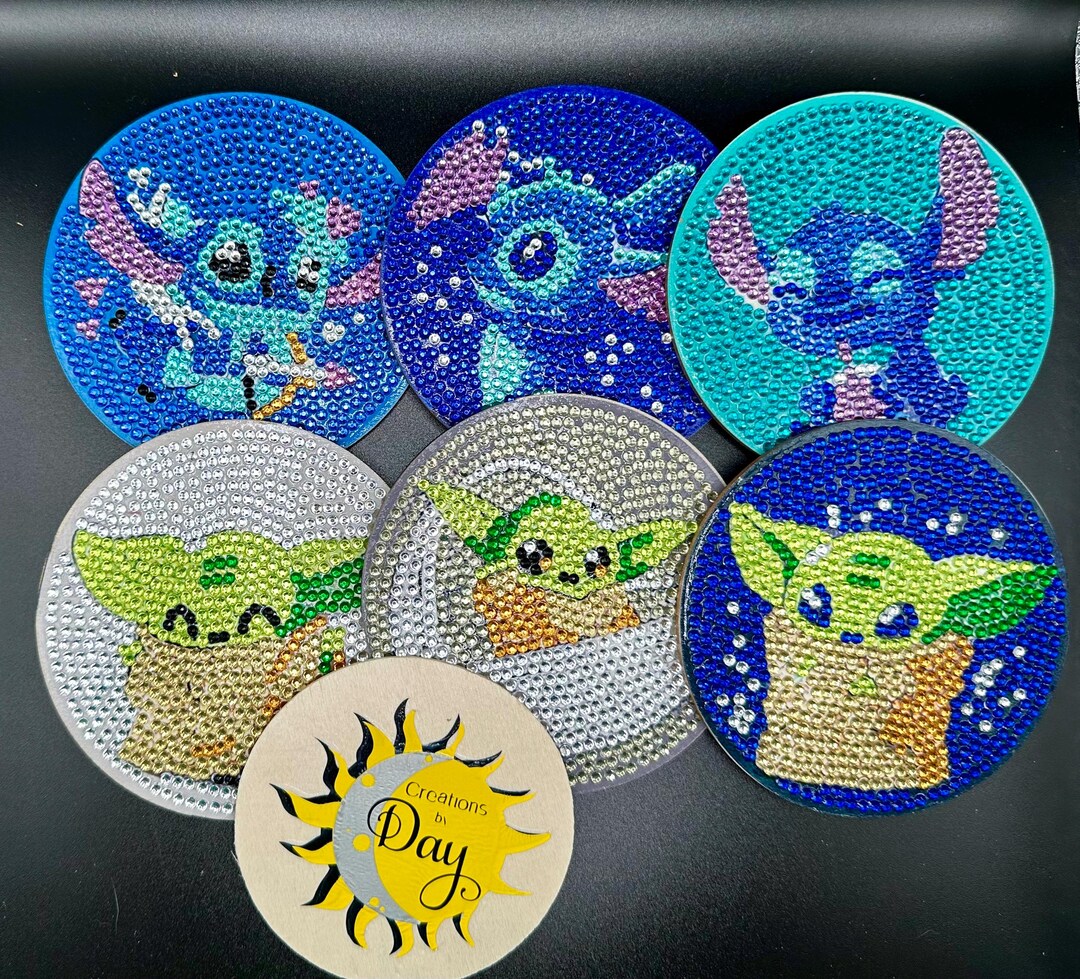 Disney Stitch and Grogru Diamond Painting Drink Coasters Set of 6 - Etsy