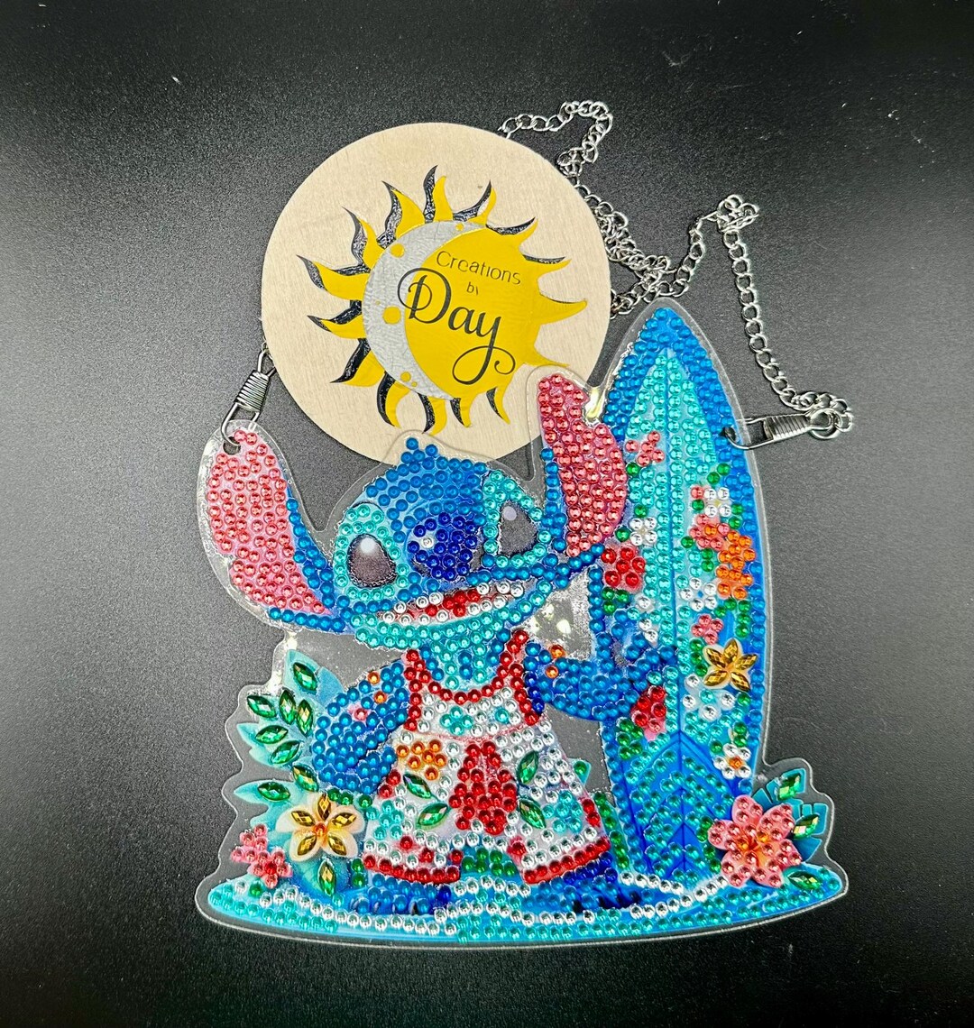 Disney's Stitch Surfing Diamond Art Painting Window or Wall Hanging ...