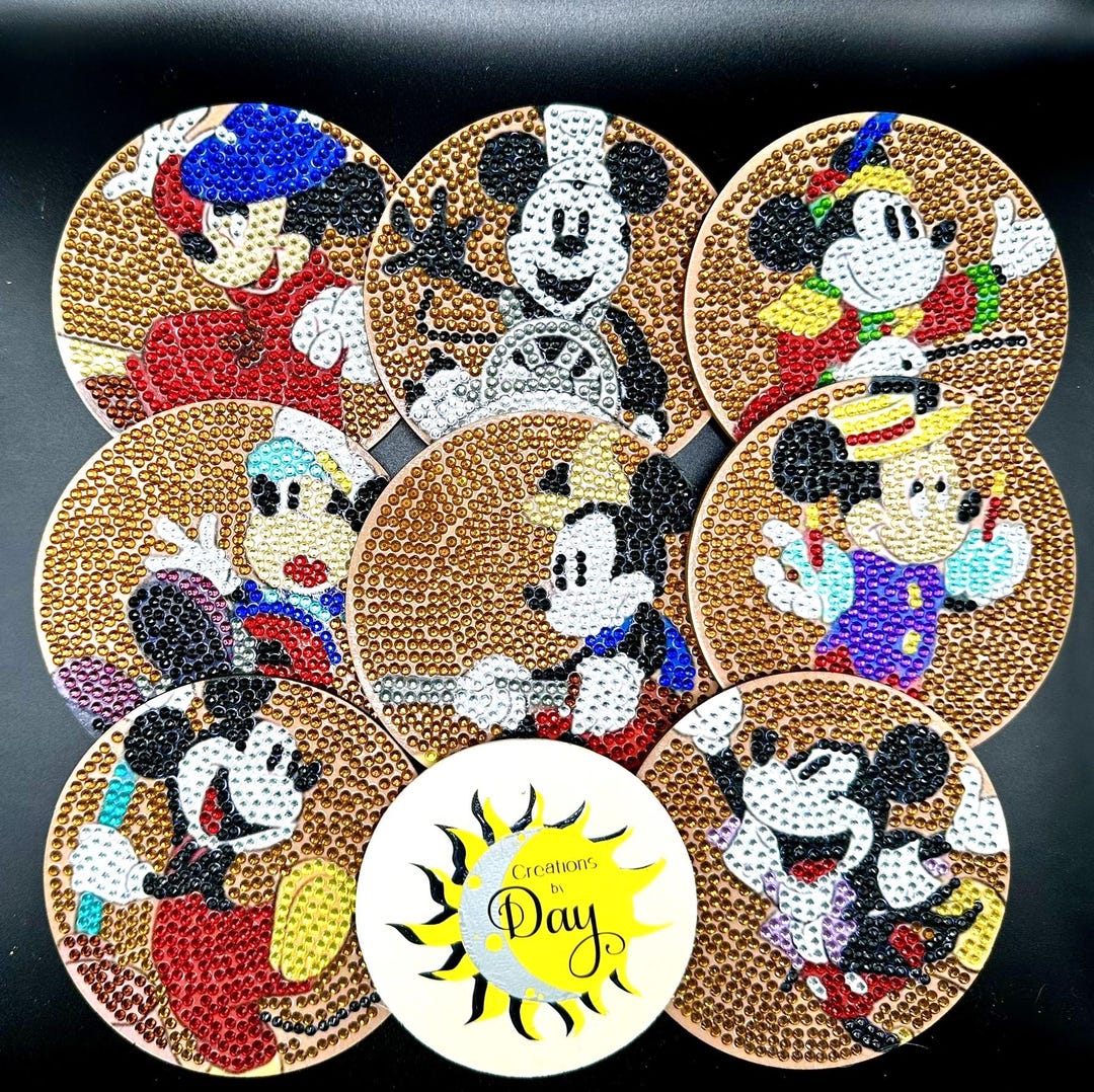 Disney Mickey Through the Years - Diamond Painting Drink Coasters - Set ...