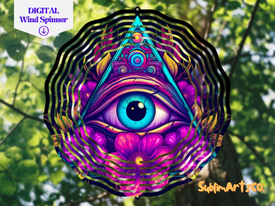 Evil Eye Amulet Digital Wind Spinner With Lotus Flowerssublimation ...