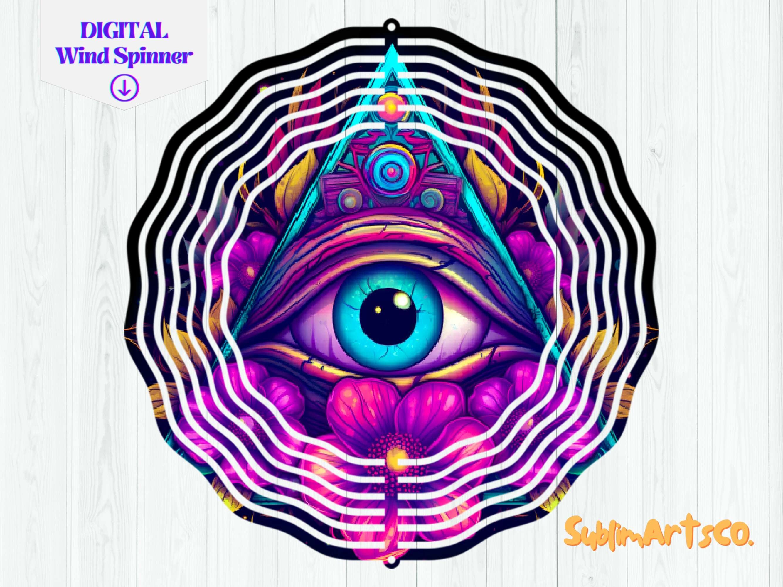 Evil Eye Amulet Digital Wind Spinner With Lotus Flowerssublimation ...