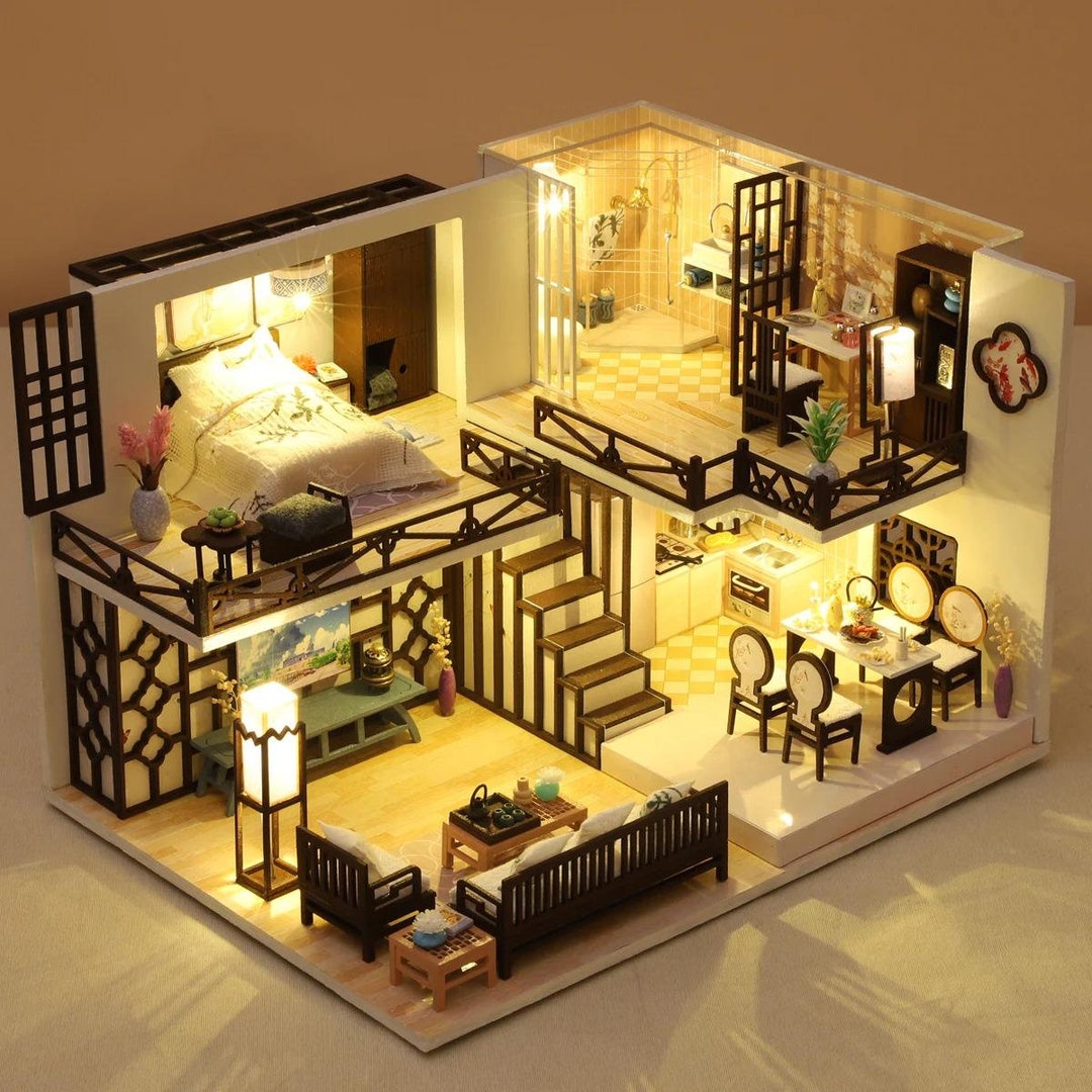 DIY Duplex Apartment Wooden Miniature 3D Puzzle Building Kit Model ...