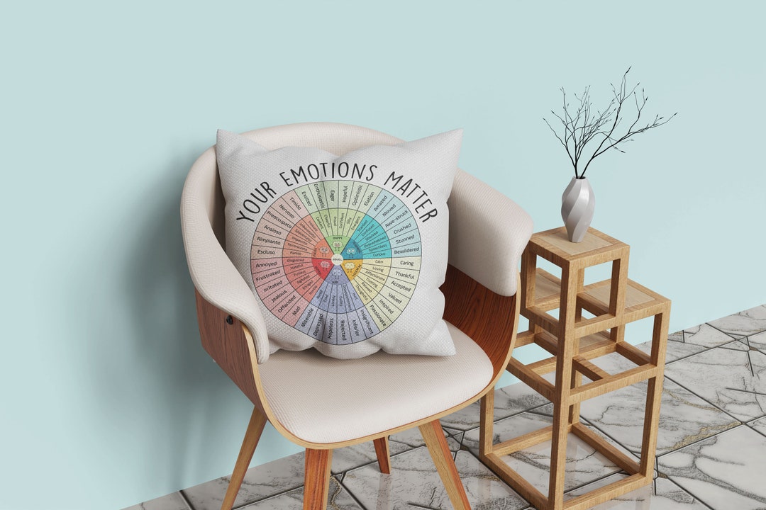 Your Emotions Matter Feelings Wheel Square Pillow, Wheel of Emotions ...