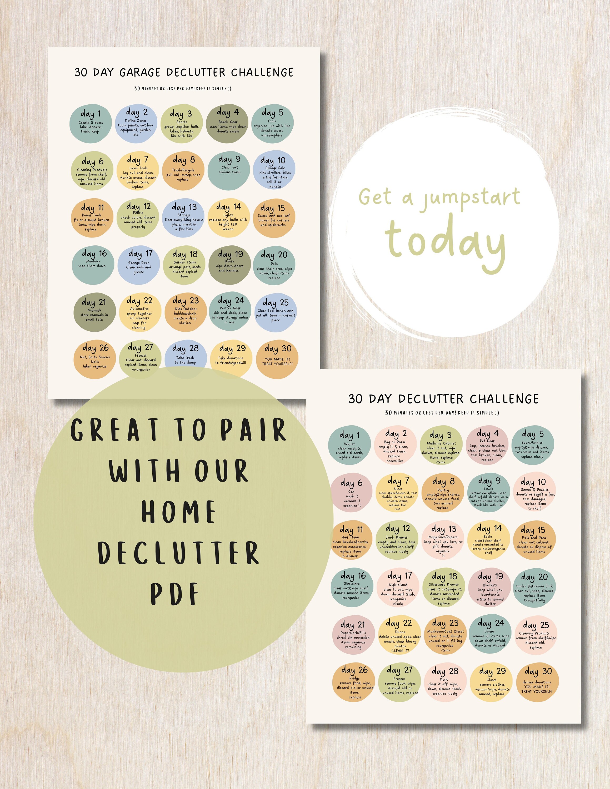 30 Day GARAGE Declutter Challenge Printable, Home Organizing, Easy ...