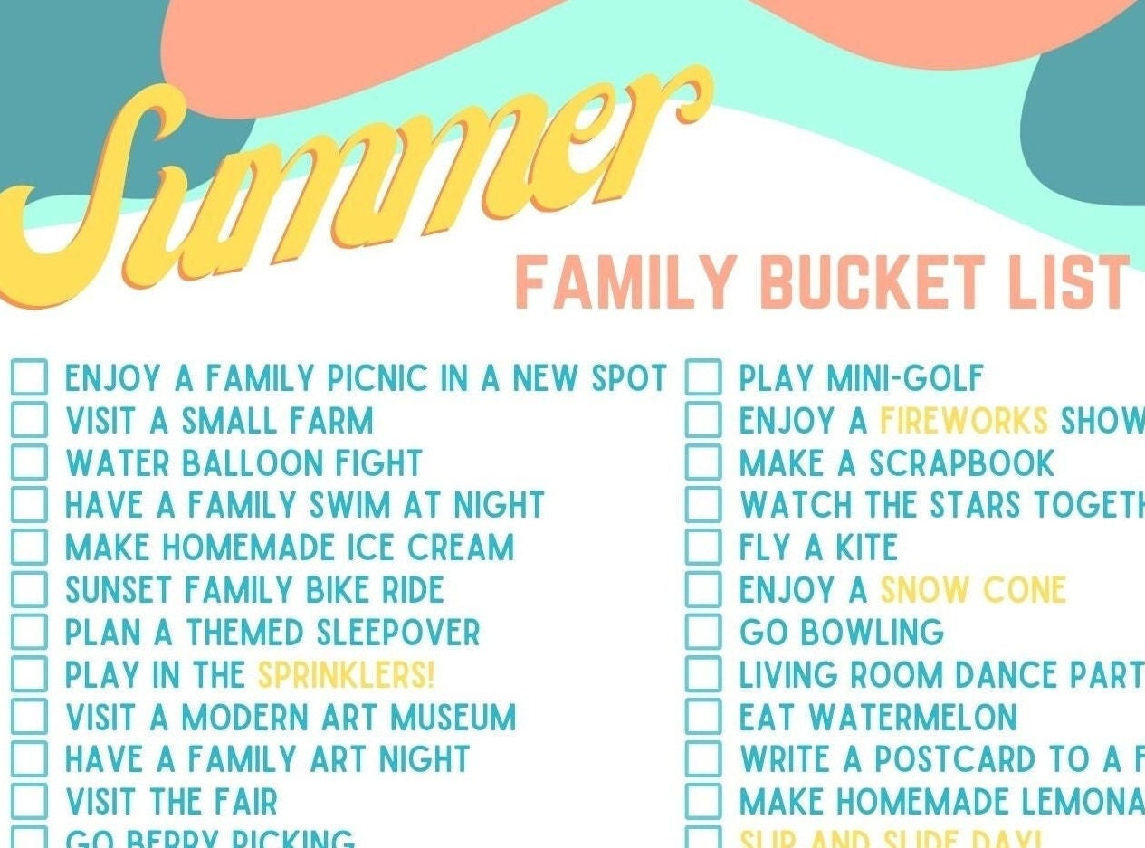 Summer Bucket List Printable, Summer Break Bucket List Template, Summer ...