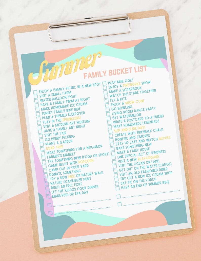 Summer Bucket List Printable, Summer Break Bucket List Template, Summer ...