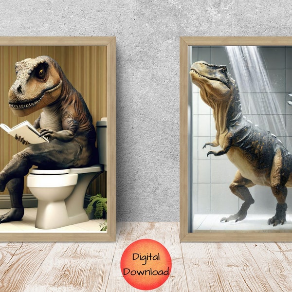 Dinosaur Picture Bathroom - Etsy