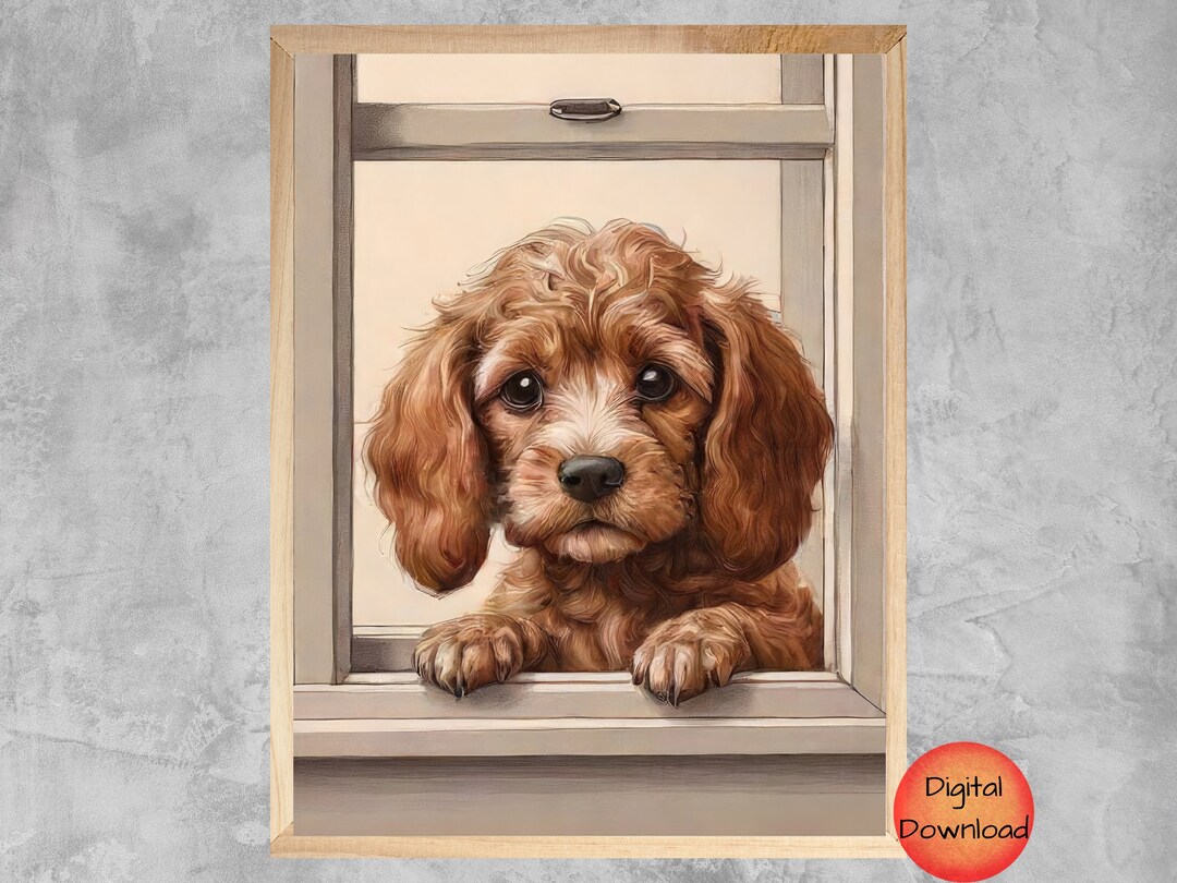 Cockapoo Pet Portrait, Cockapoo Wall Art, Cockapoo Printable, Cockapoo ...