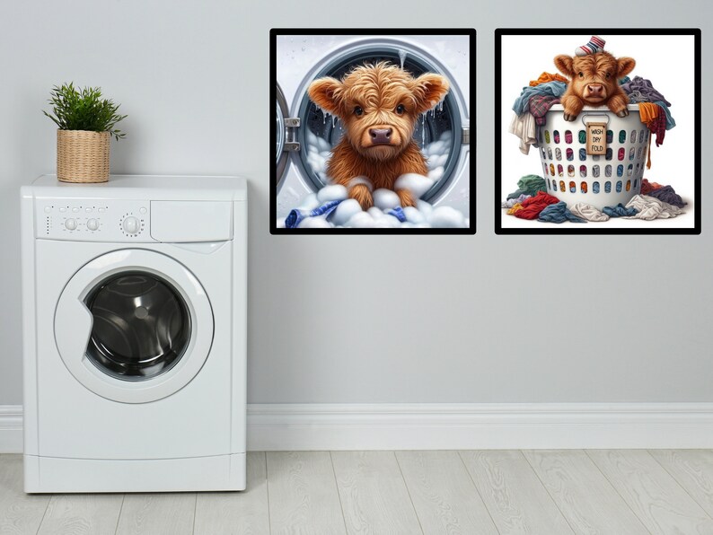 Highland Cow Laundry Room Print, Funny Scottish Cow Washroom Poster ...