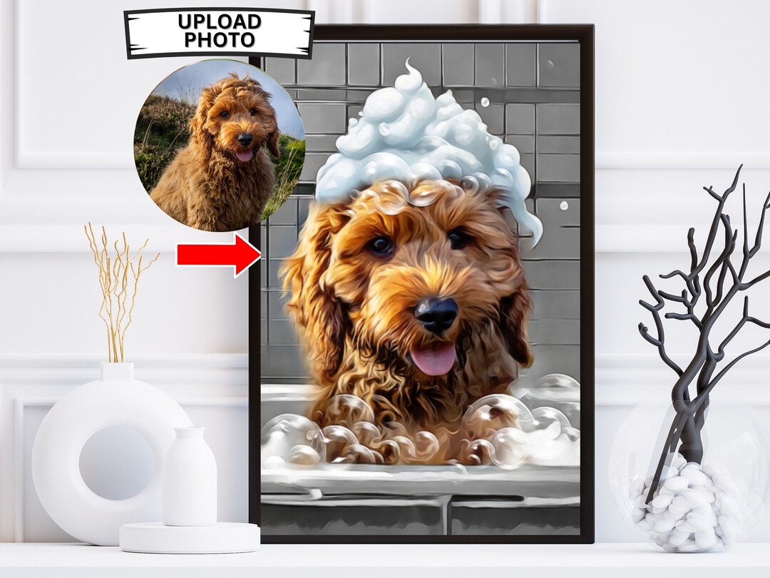 Custom COCKAPOO Wall Art Photo Upload, Personalized Cockapoo Bathroom ...
