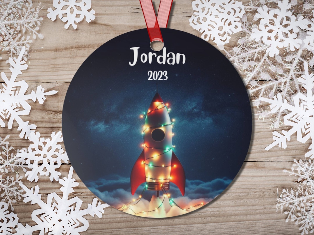 Personalized ROCKET SHIP Christmas Ornament, Custom Name Outer Space ...