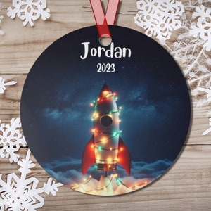 Personalized ROCKET SHIP Christmas Ornament, Custom Name Outer Space ...