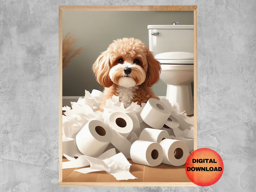 Cavoodle Toilet Wall Art, Cavoodle Funny Bathroom Digital Print ...