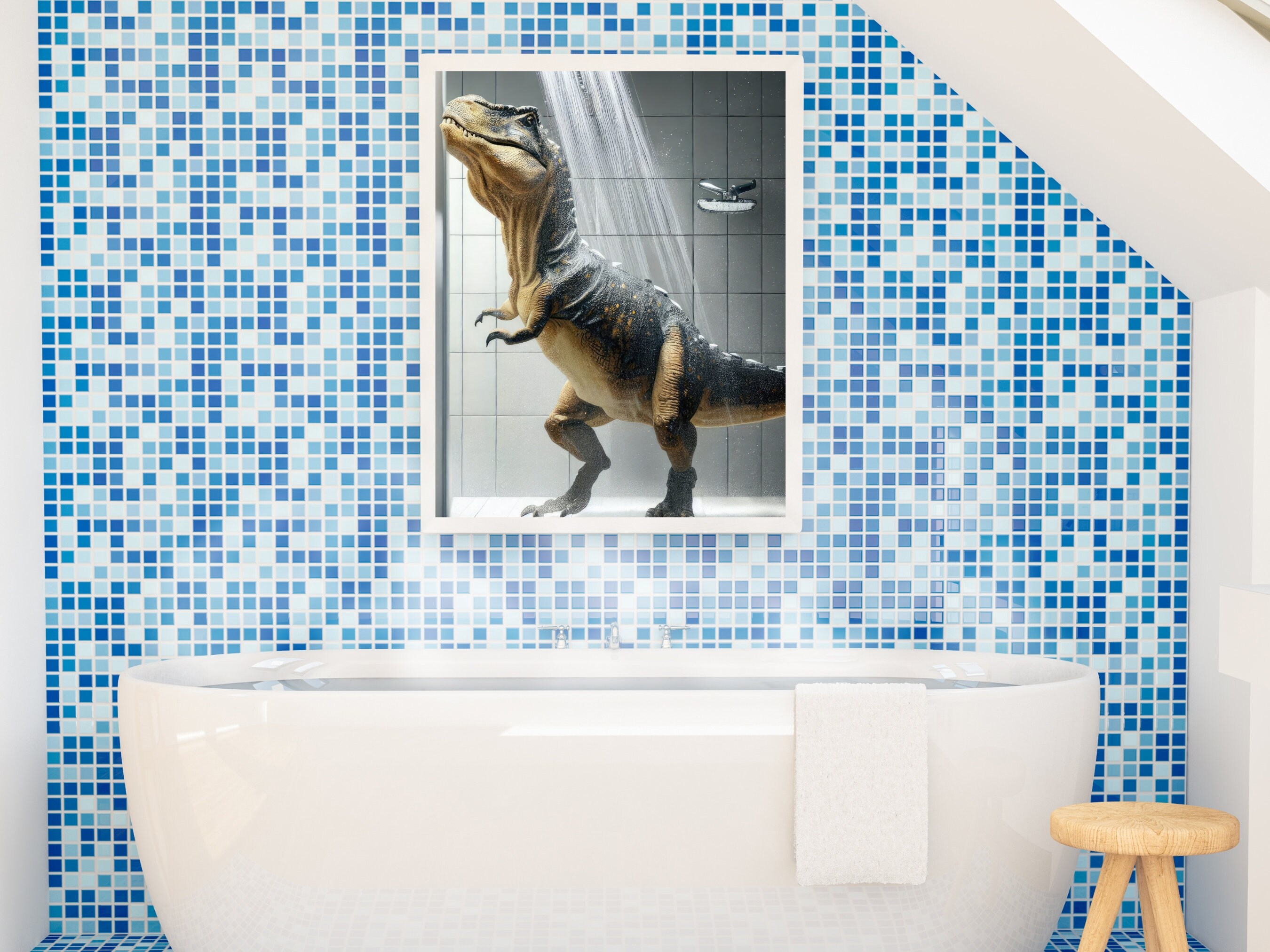T-rex Dinosaur Kids Bathroom Art, Dino Shower Poster, T Rex Toilet ...