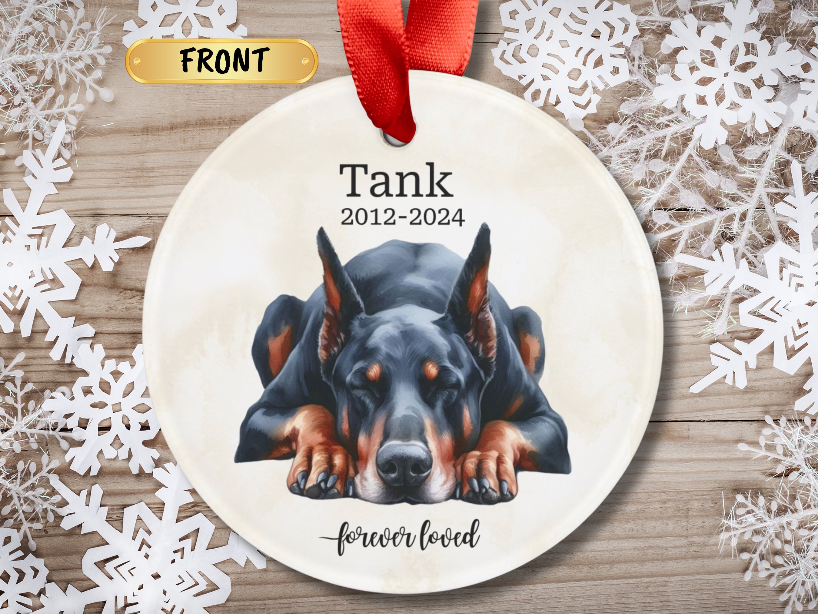 Doberman Memorial Christmas Ornament, Doberman Forever Loved Sympathy ...