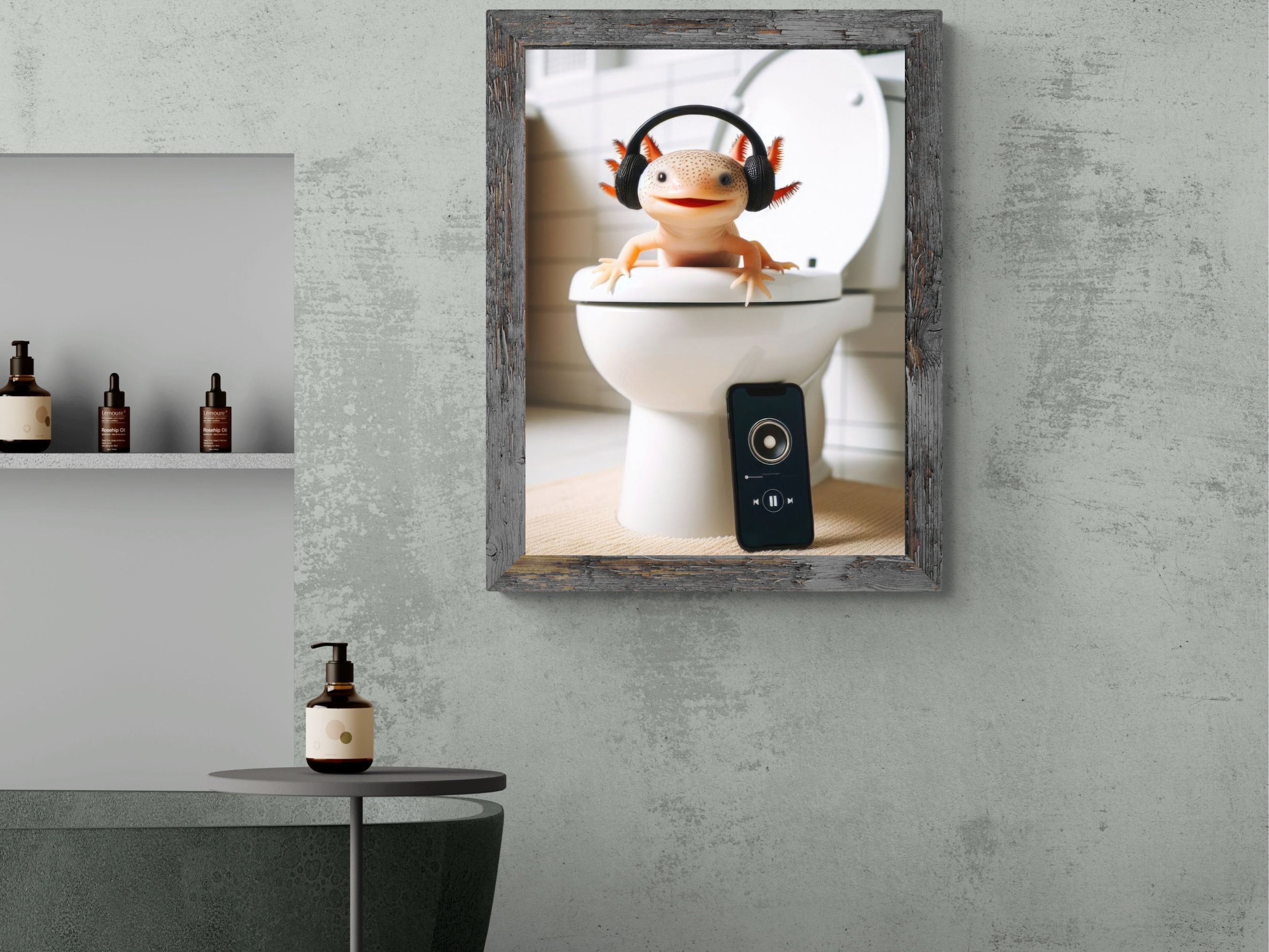 Axolotl Toilet Wall Art, Funny Axolotl on Toilet, Whimsical Gift for ...