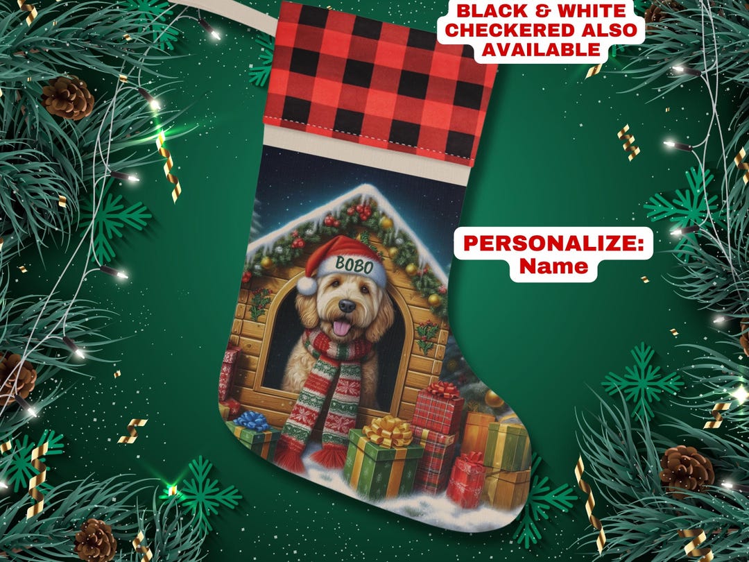 Custom Doodle Dog Christmas Stocking, Personalized Labradoodle, Goldendoodle Cockapoo Gift for ...