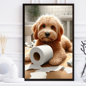 COCKAPOO Funny Dog Toilet Art Print, Cockapoo Bathroom Art Set of 2 ...