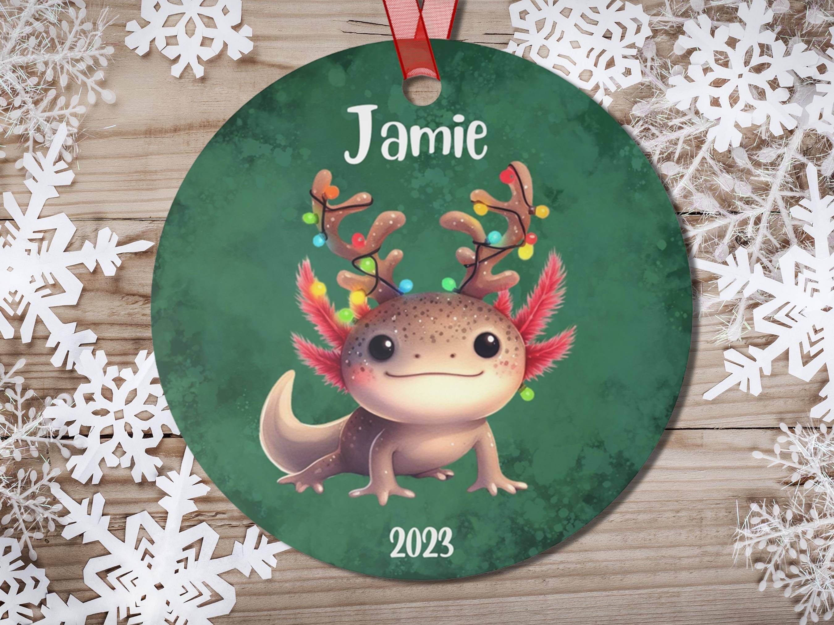 AXOLOTL Christmas Ornament, Personalized Custom Name Axolotl Ornament ...