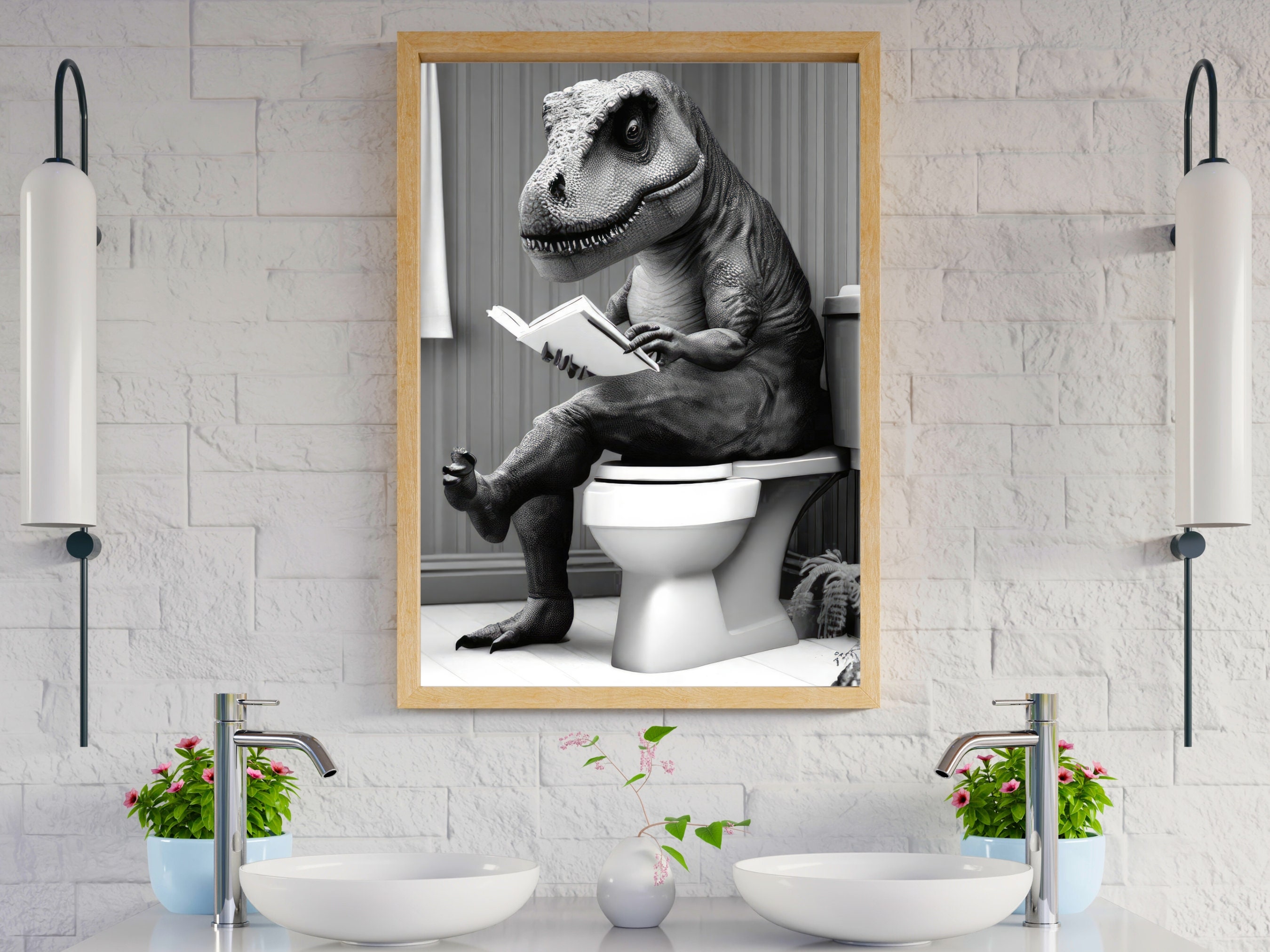 T-rex Dinosaur Kids Bathroom Art Dino Shower Poster T Rex - Etsy