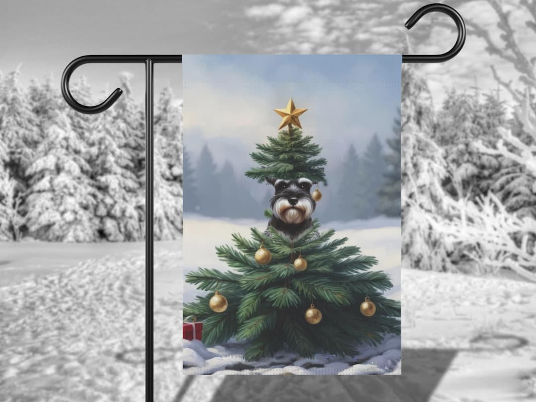 Schnauzer Holiday Yard Flag, Mini Schnauzer Christmas Garden Flag, Dog ...