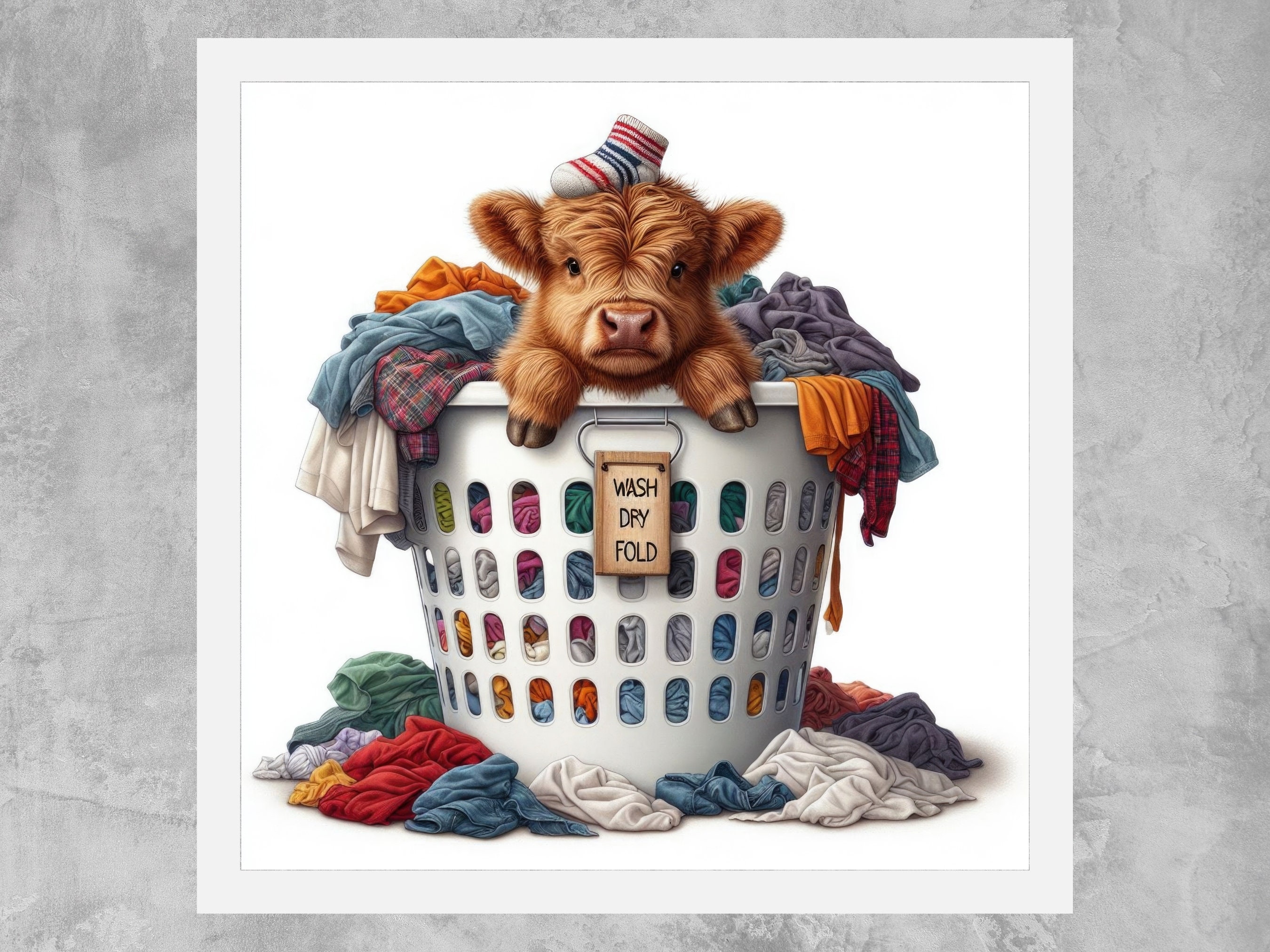 Highland Cow Laundry Room Print, Funny Scottish Cow Washroom Poster ...