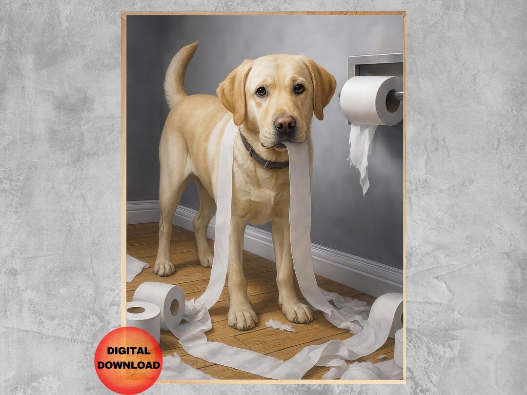 Funny Labrador Toilet Art, Labrador Bathroom Print, Whimsical Gift for ...